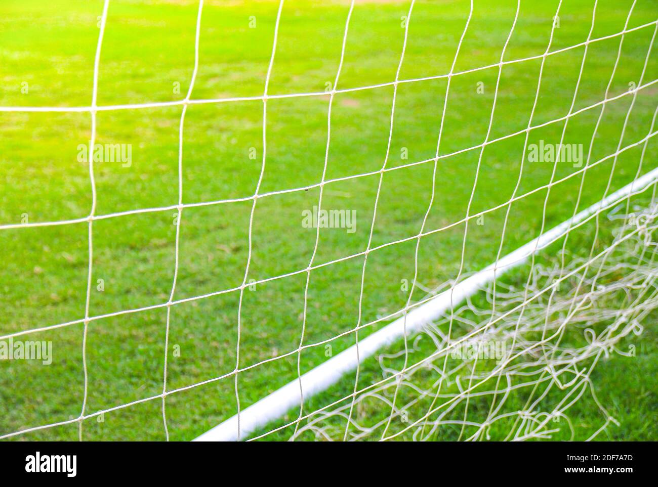 Closeup field football goal grass green ground lawn net hi-res stock ...