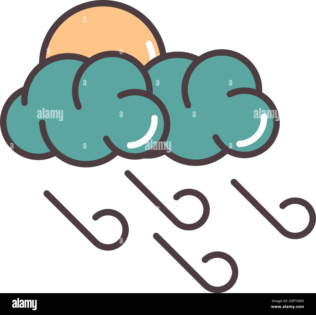 weather clouds sun and wind forecast vector illustration line and fill ...