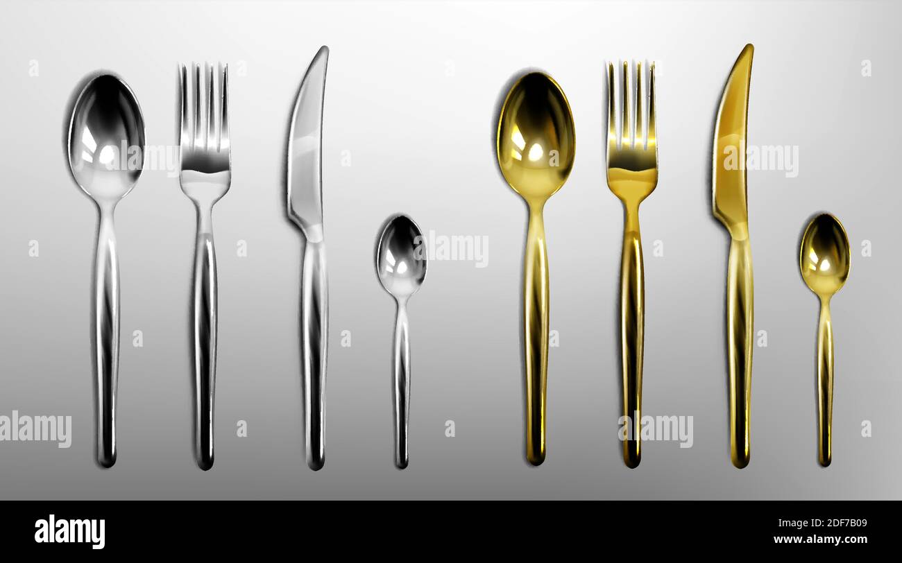 Cutlery golden spoon Stock Vector Images - Alamy