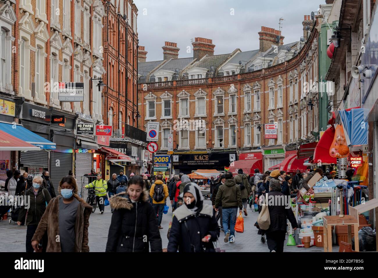 People shopping at Brixton Market on Electric Avenue in Brixton on the ...
