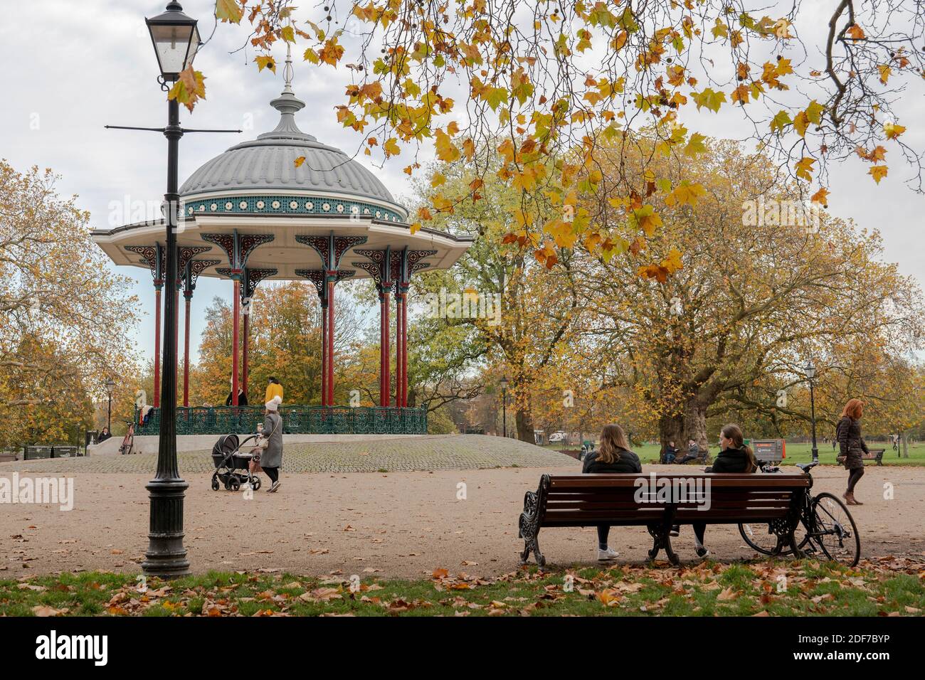 A victorian bandstand in Clapham Common on the 6th November in the ...