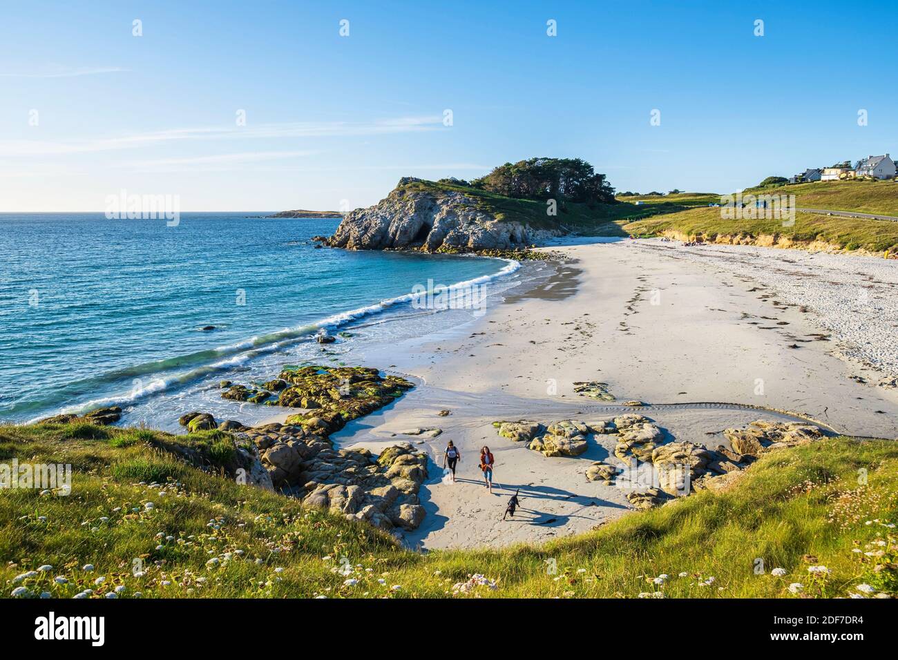 France, Finistere, Plouarzel, Pors?vign? beach along the GR 34 hiking ...