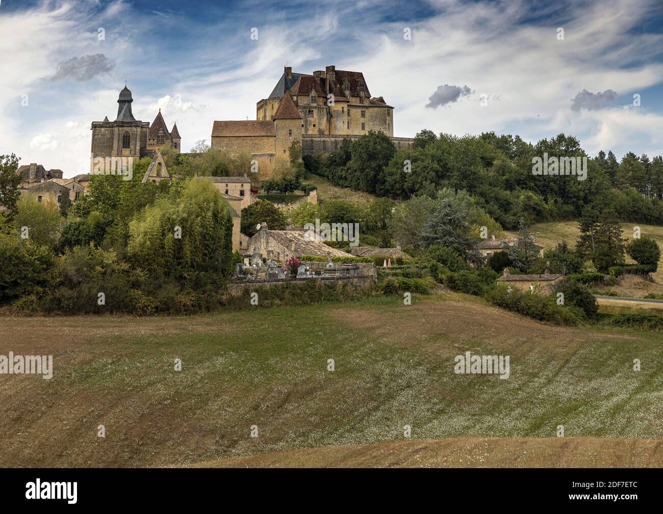 France, Dordogne, Purple Perigord, Biron, Castle of Biron Stock Photo ...