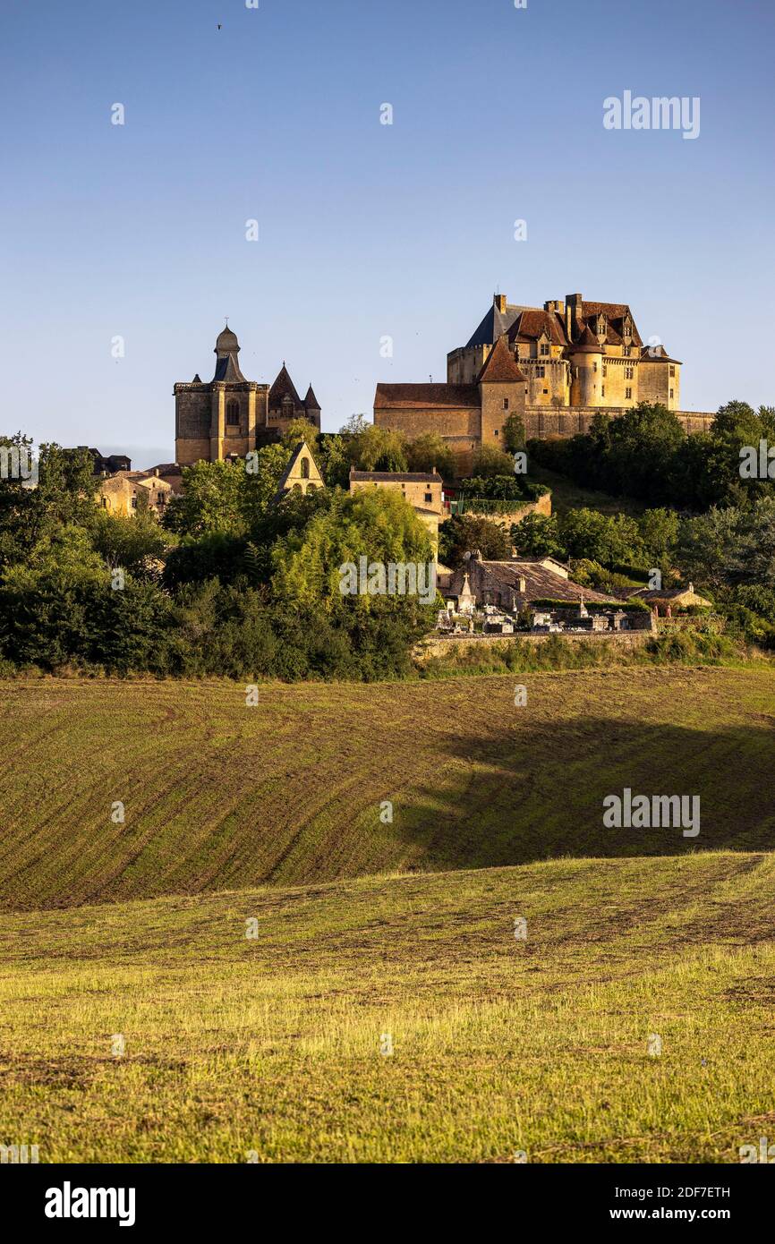 France, Dordogne, Purple Perigord, Biron, Castle of Biron Stock Photo ...