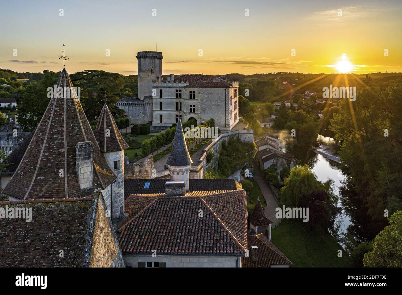 Aerial view bourdeilles castle hi-res stock photography and images - Alamy