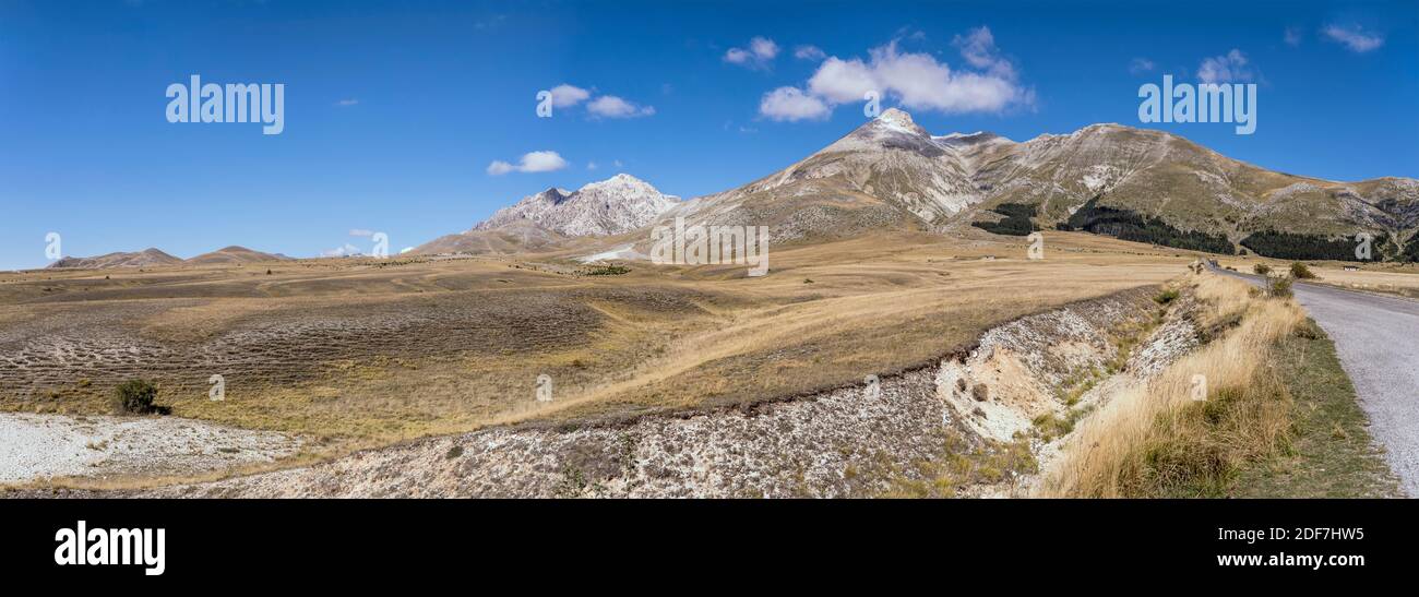 landscape with road on barren upland at "Monti della Laga", shot in ...