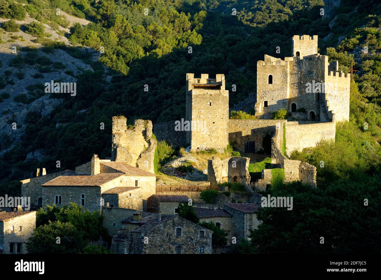 France, Ardeche, village of Saint Montan, the ruins of the feudal ...
