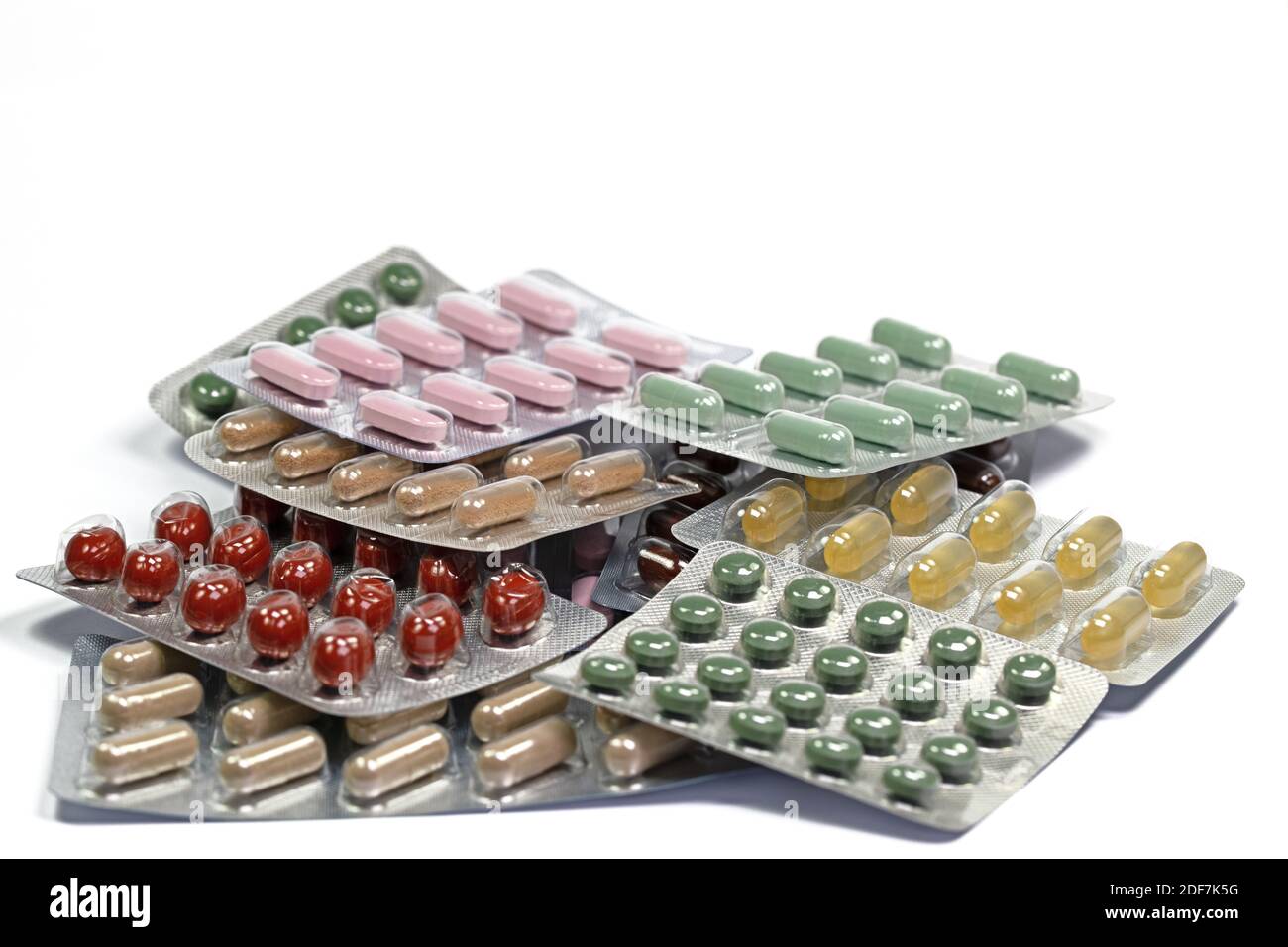 Many tablets, medicines isolated against white background Stock Photo ...