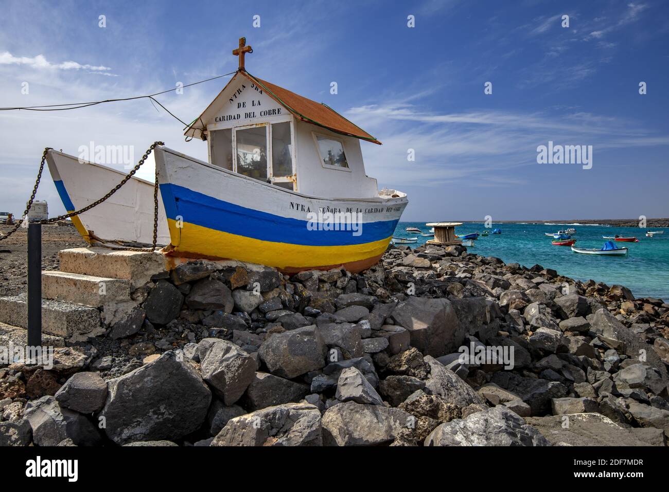 Spain, Canaries Islands, Fuerteventura, Small fishing harbour of El ...