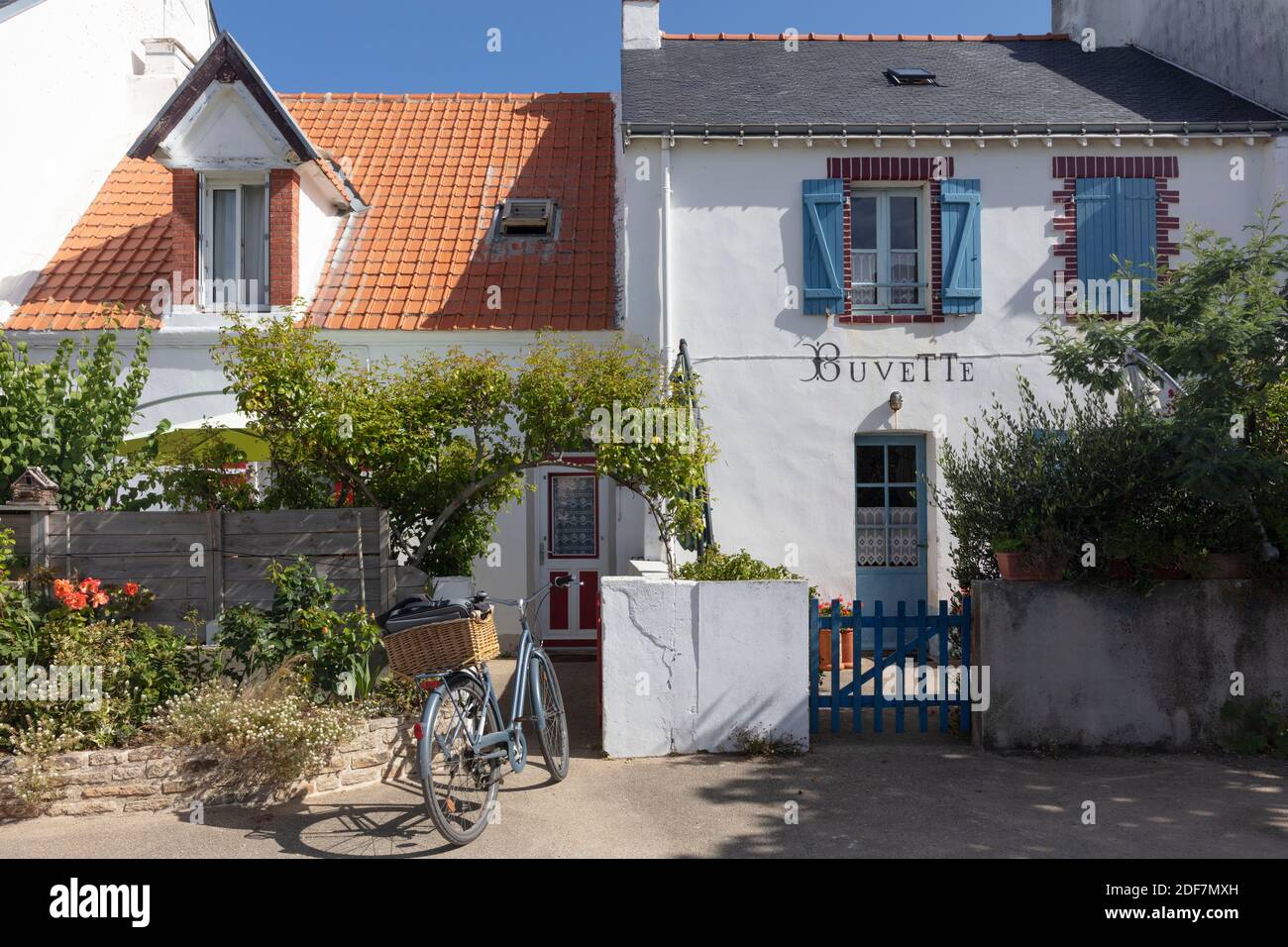 France, Morbihan, Houat, the village and its typical houses, the ...