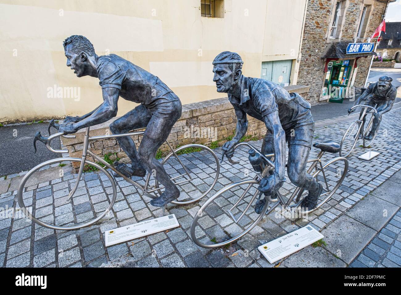 France, Finistere, Carhaix-Plouguer, statues of the 4 Breton aces ...