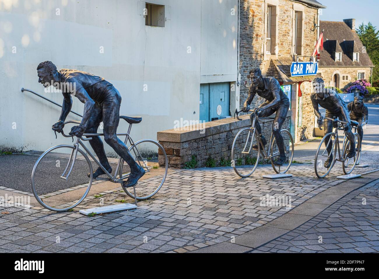 France, Finistere, Carhaix-Plouguer, statues of the 4 Breton aces ...
