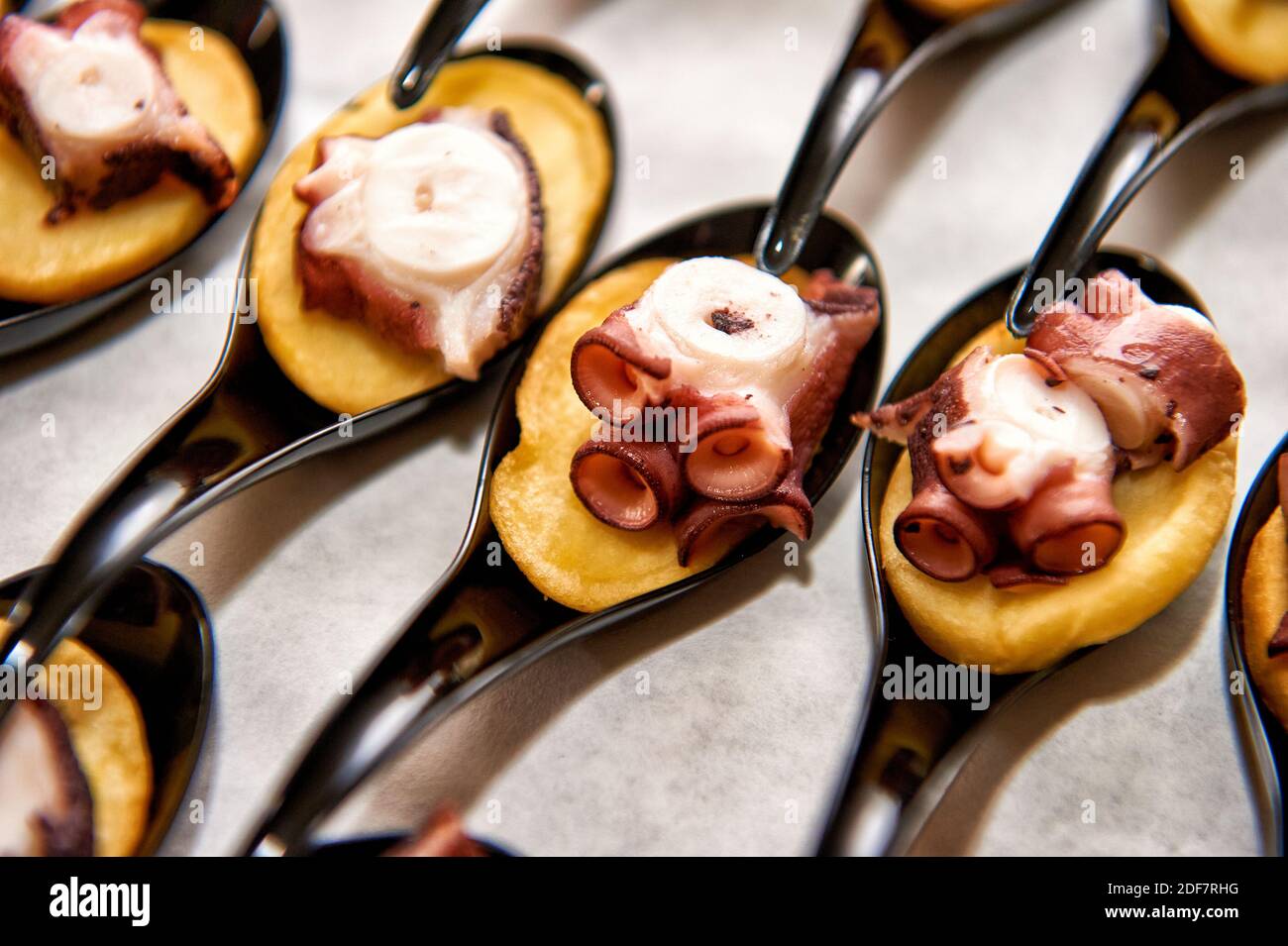 Octopus prepared Galician style, Pulpo a feira Stock Photo - Alamy