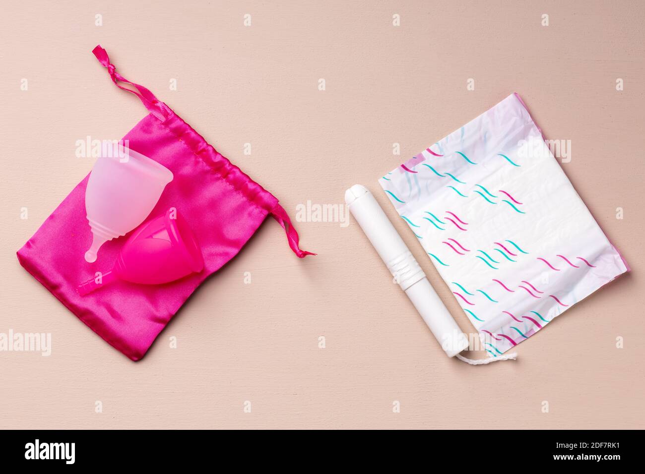 Menstrual hygiene products including cup, pads and tampon Stock Photo ...