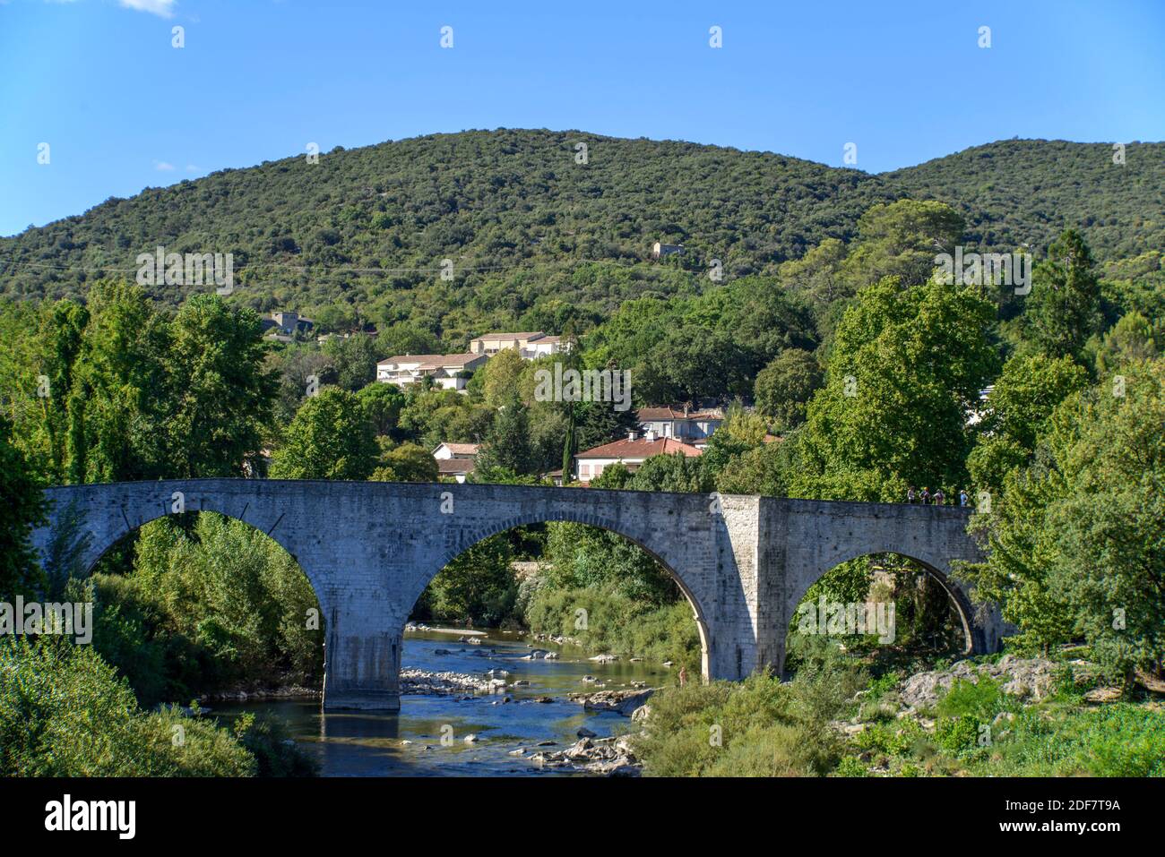 France, Herault, Herault Valley, Ganges, Herault river, Old bridge of ...