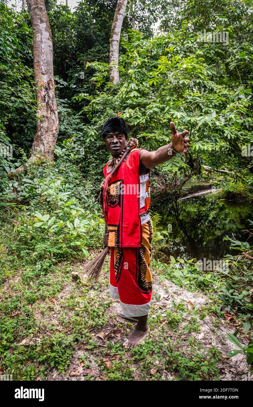 Gabon, Libreville, traditional healerwith ceremony makeup Stock Photo ...