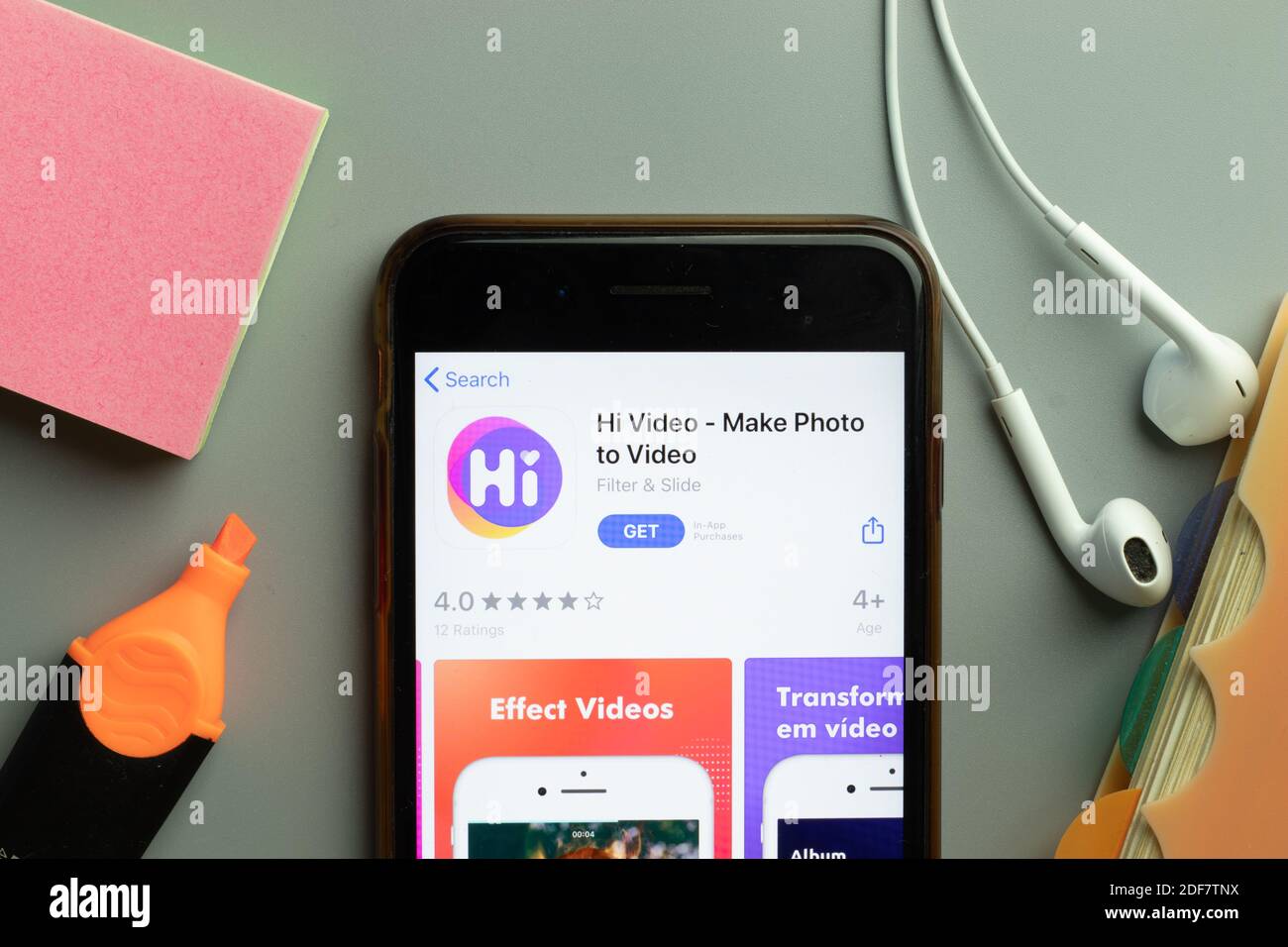 New York, USA - 1 December 2020: Hi Video mobile app icon on phone ...