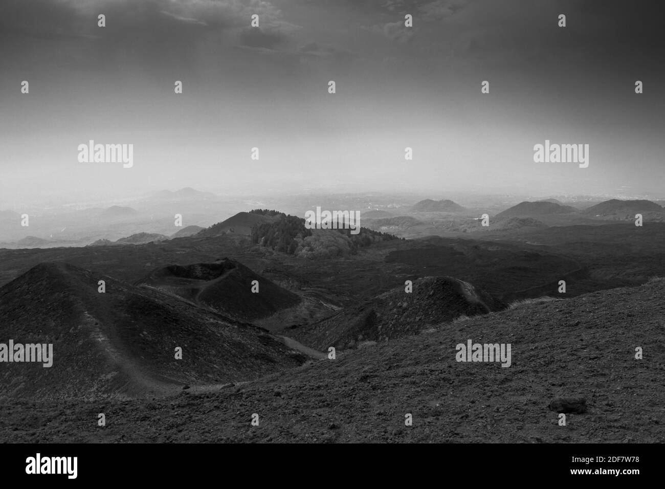 Volcanic landscape on mount etna Black and White Stock Photos & Images ...