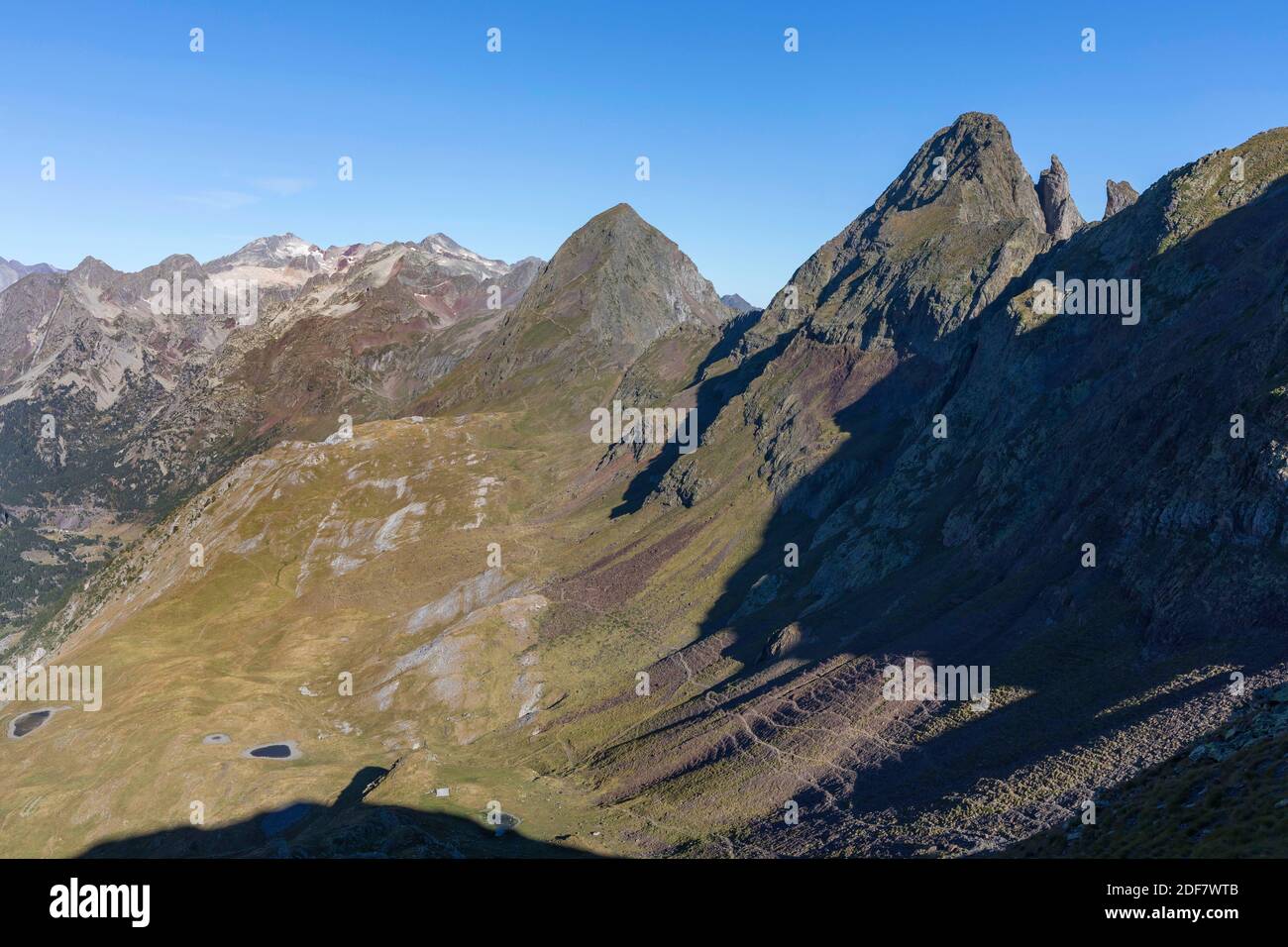 Spain, Aragon, province of Huesca, Benasque valley with the Mine peak ...