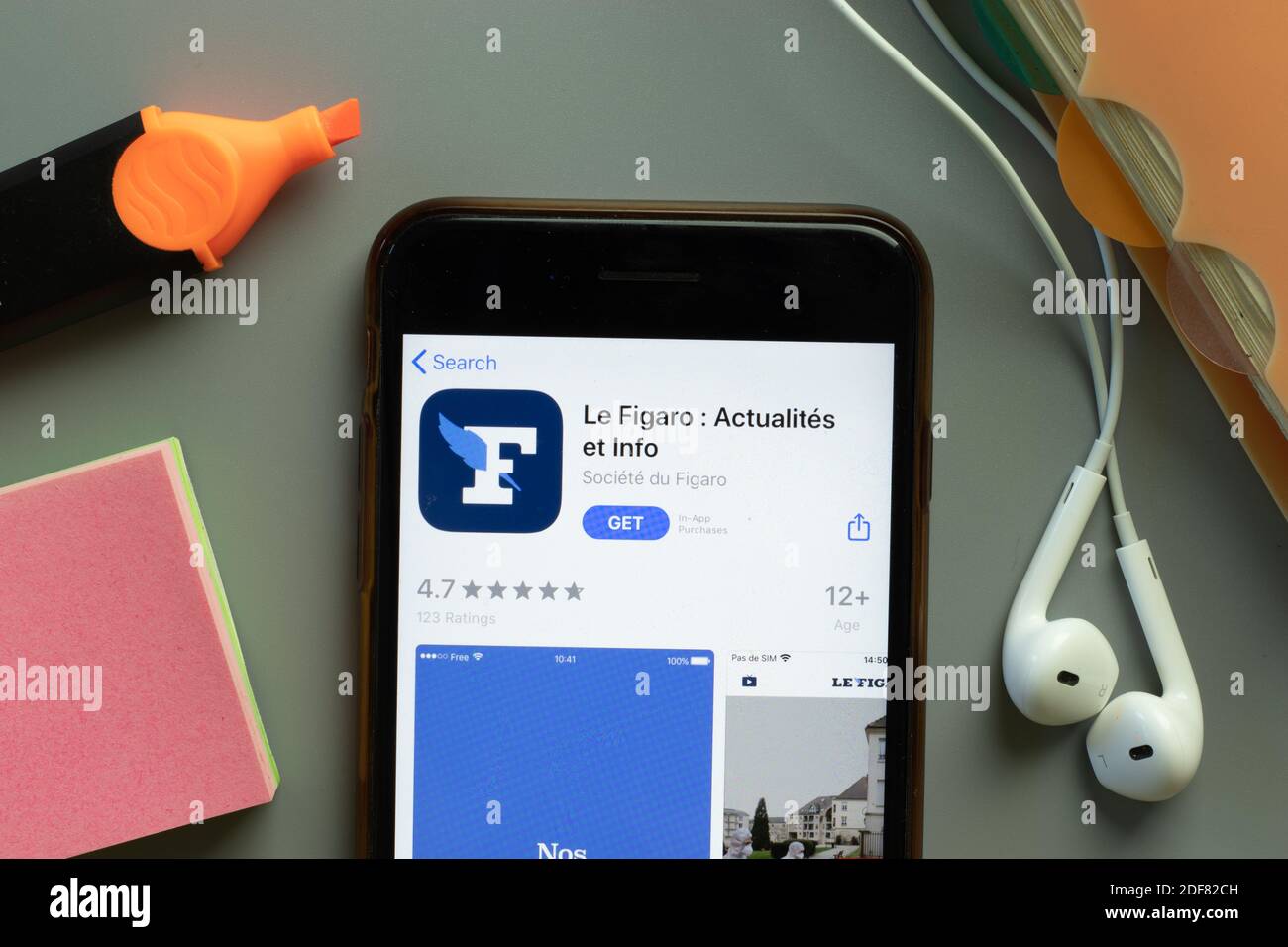 New York, USA - 1 December 2020: Le Figaro mobile app icon on phone ...