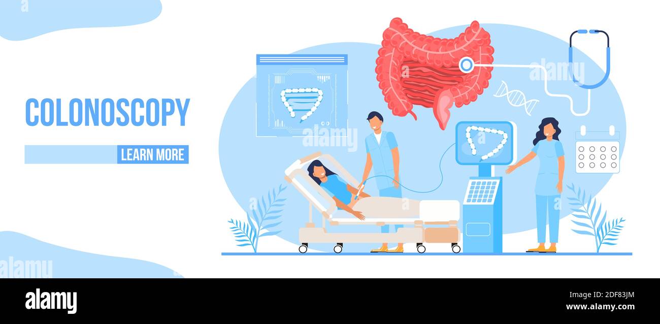 Colonoscopy concept vector for medical web. app. blog. Intestine ...
