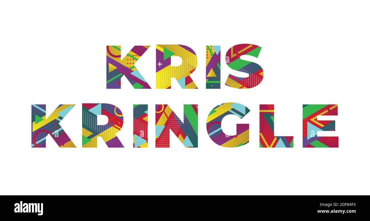 The name Kris Kringle concept written in colorful retro shapes and ...