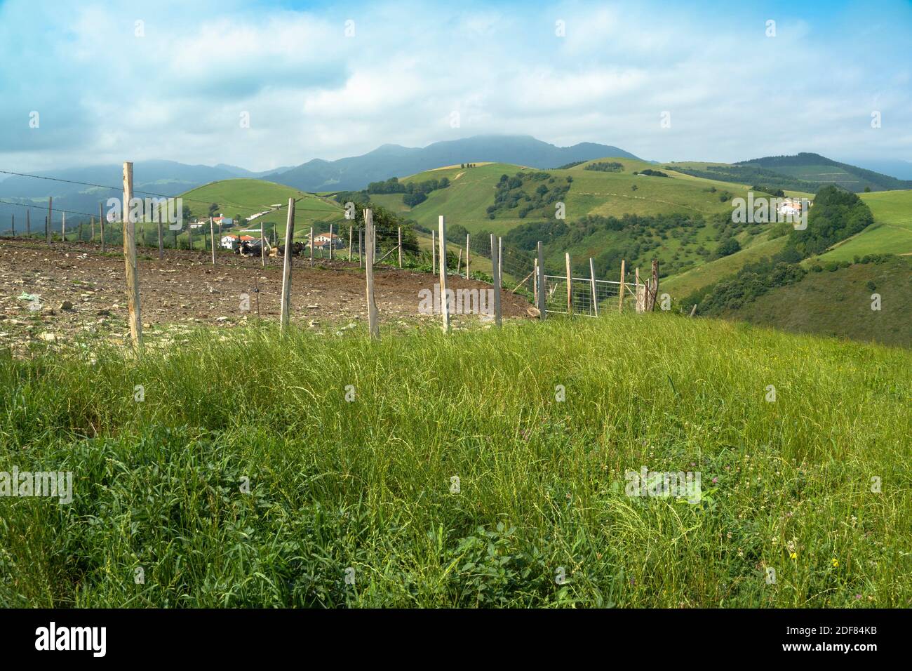 Gipuzkoa mountains and farmland in Deba Basque country Spain Stock ...