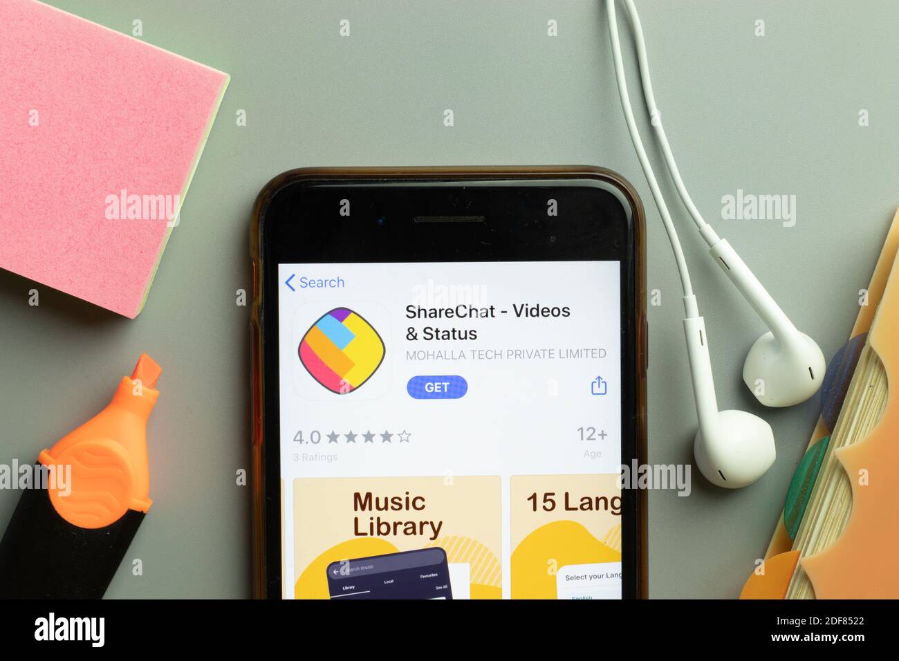 New York, USA - 1 December 2020: ShareChat mobile app icon on phone ...
