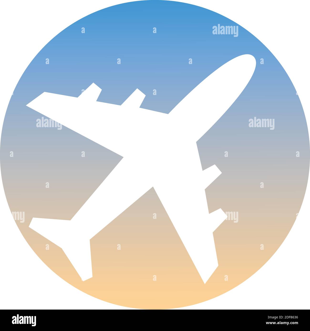 Airplane symbol of a set. White airplane icon, on gradient button. Use ...