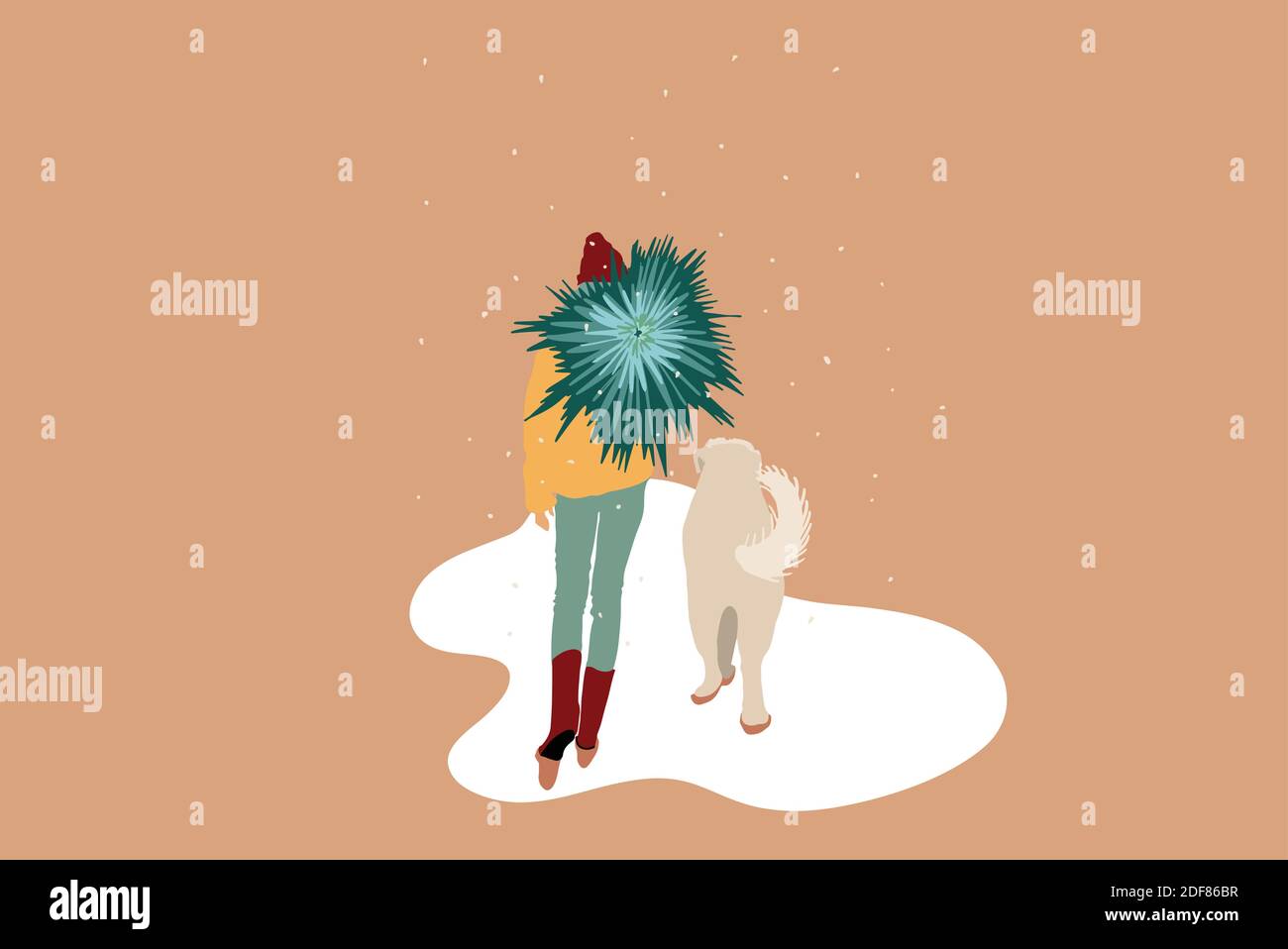 Walking with dog rear view Stock Vector Images - Alamy