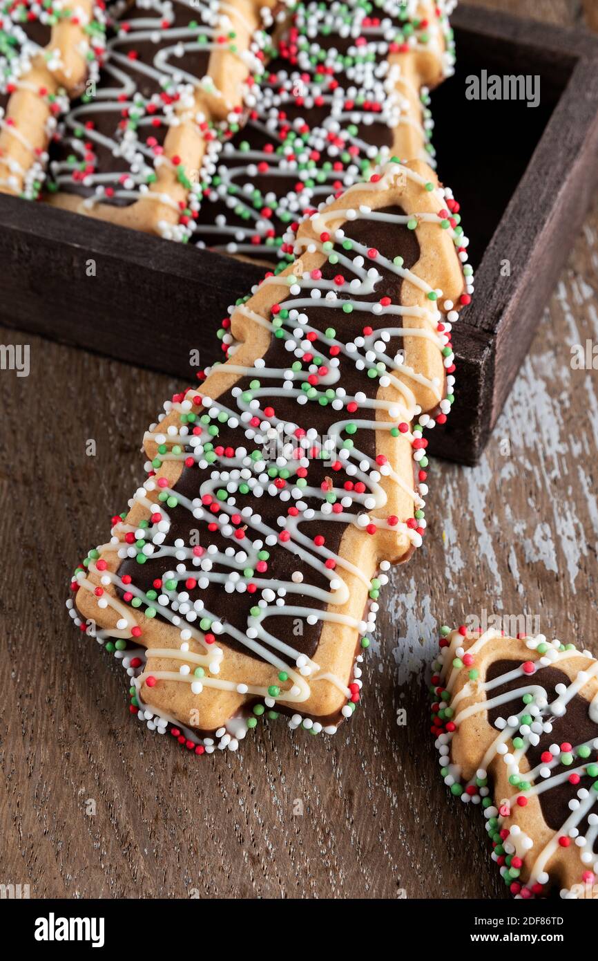 Delicious Christmas tree-shaped cookies Stock Photo - Alamy