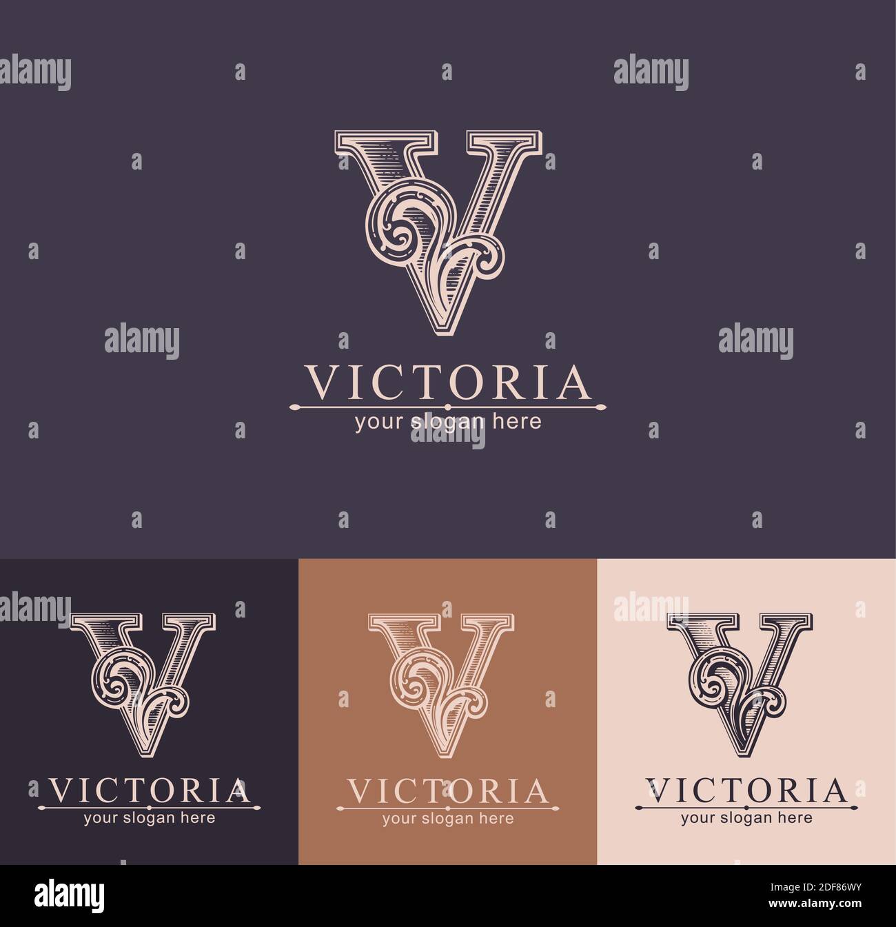 Letter V logo template. Monnogram, delicate floral design. Personal ...