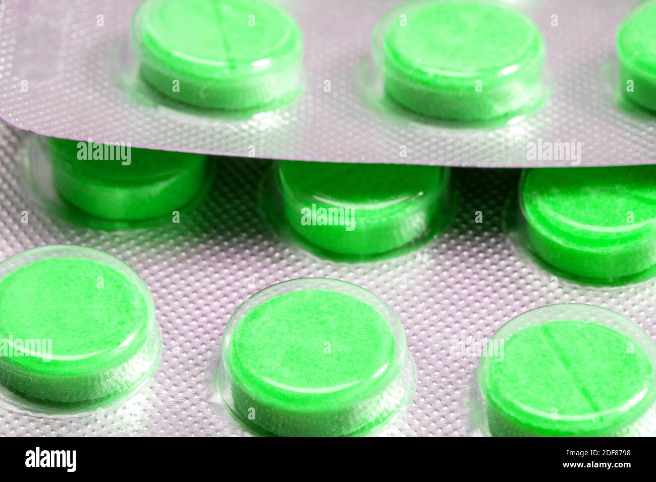 green tablets in blister. medical Stock Photo - Alamy