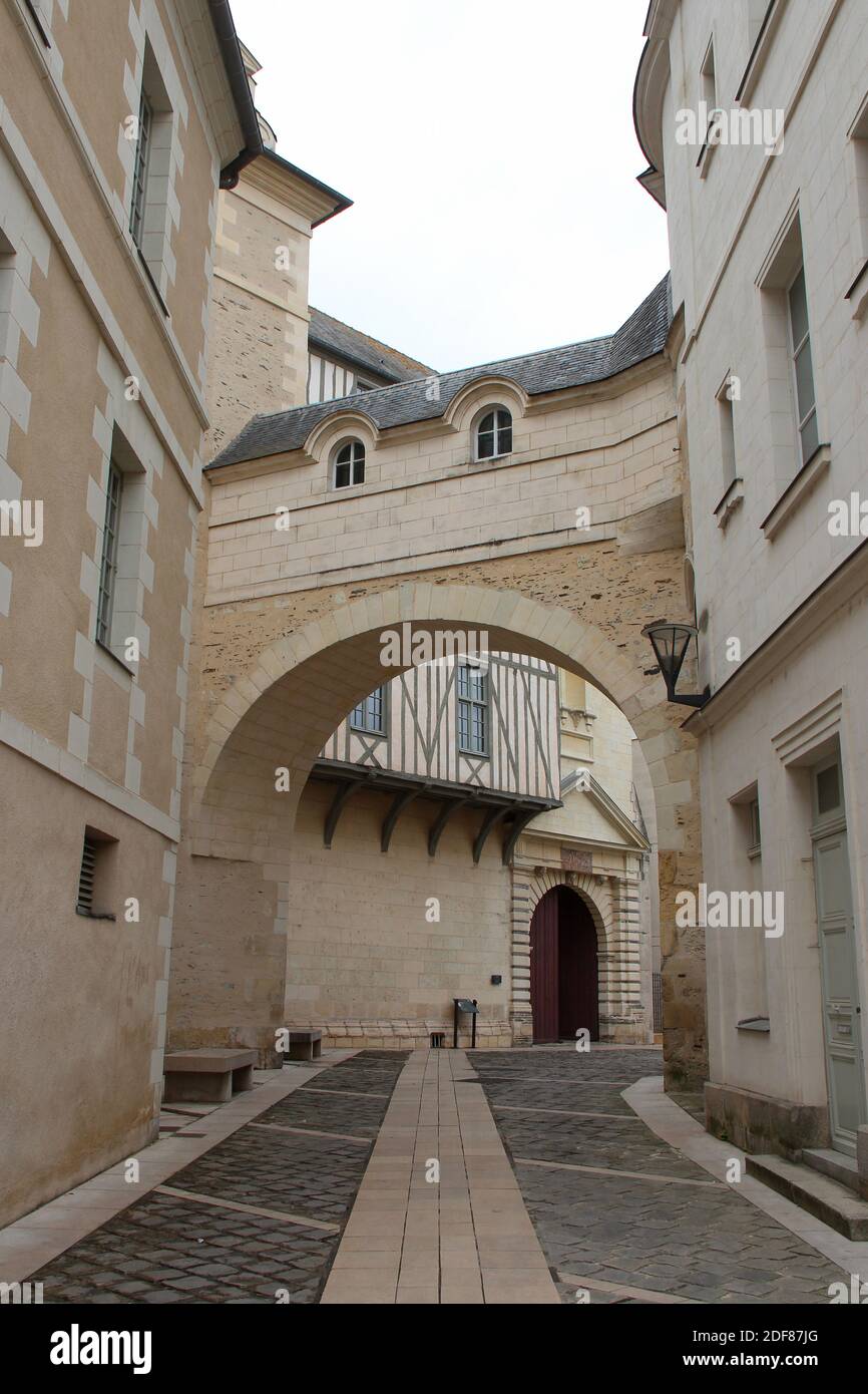 street, arch and stone buildings in angers in france Stock Photo - Alamy
