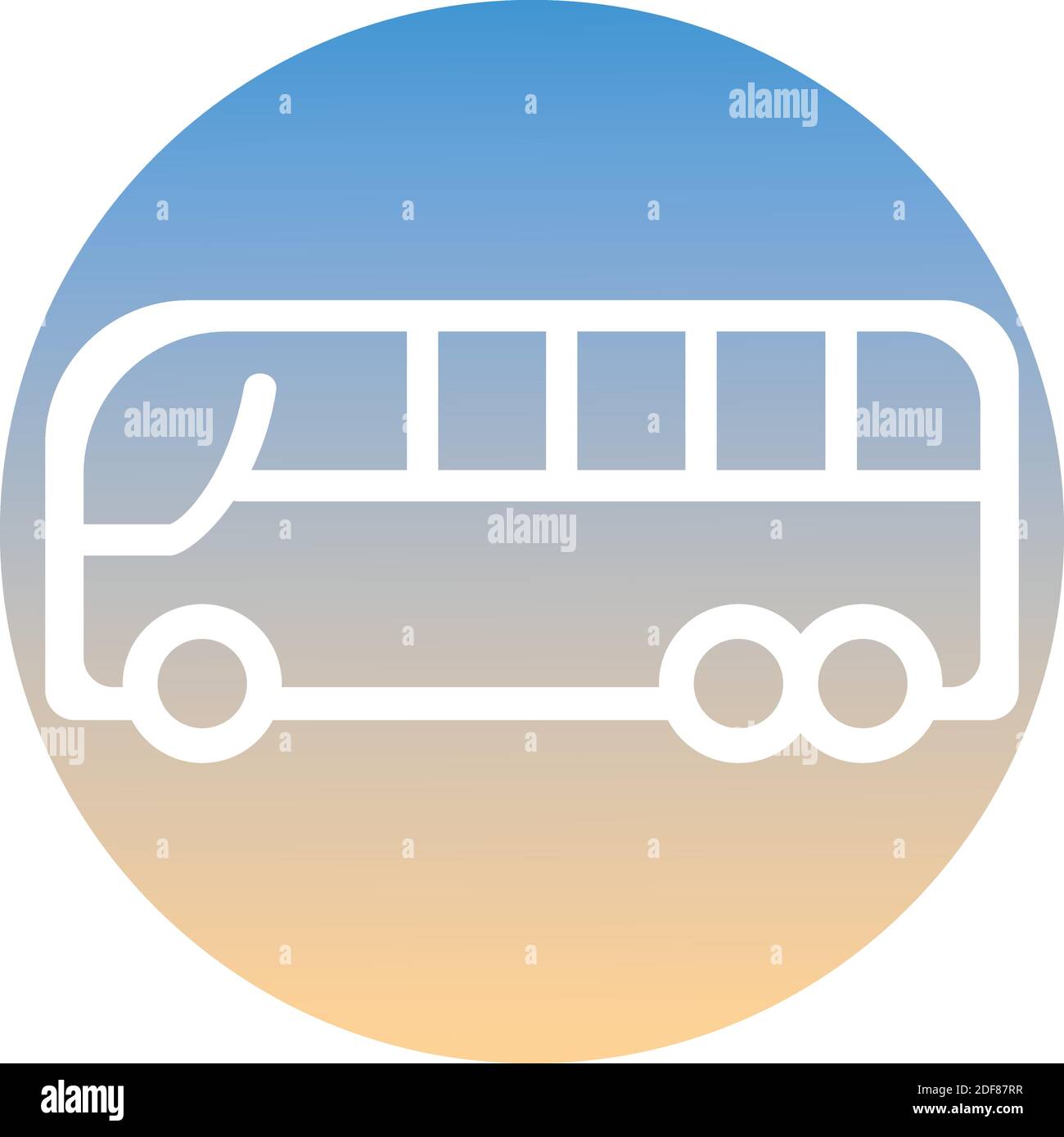 Bus symbol of a set. White bus icon, on gradient button. Use for banner ...