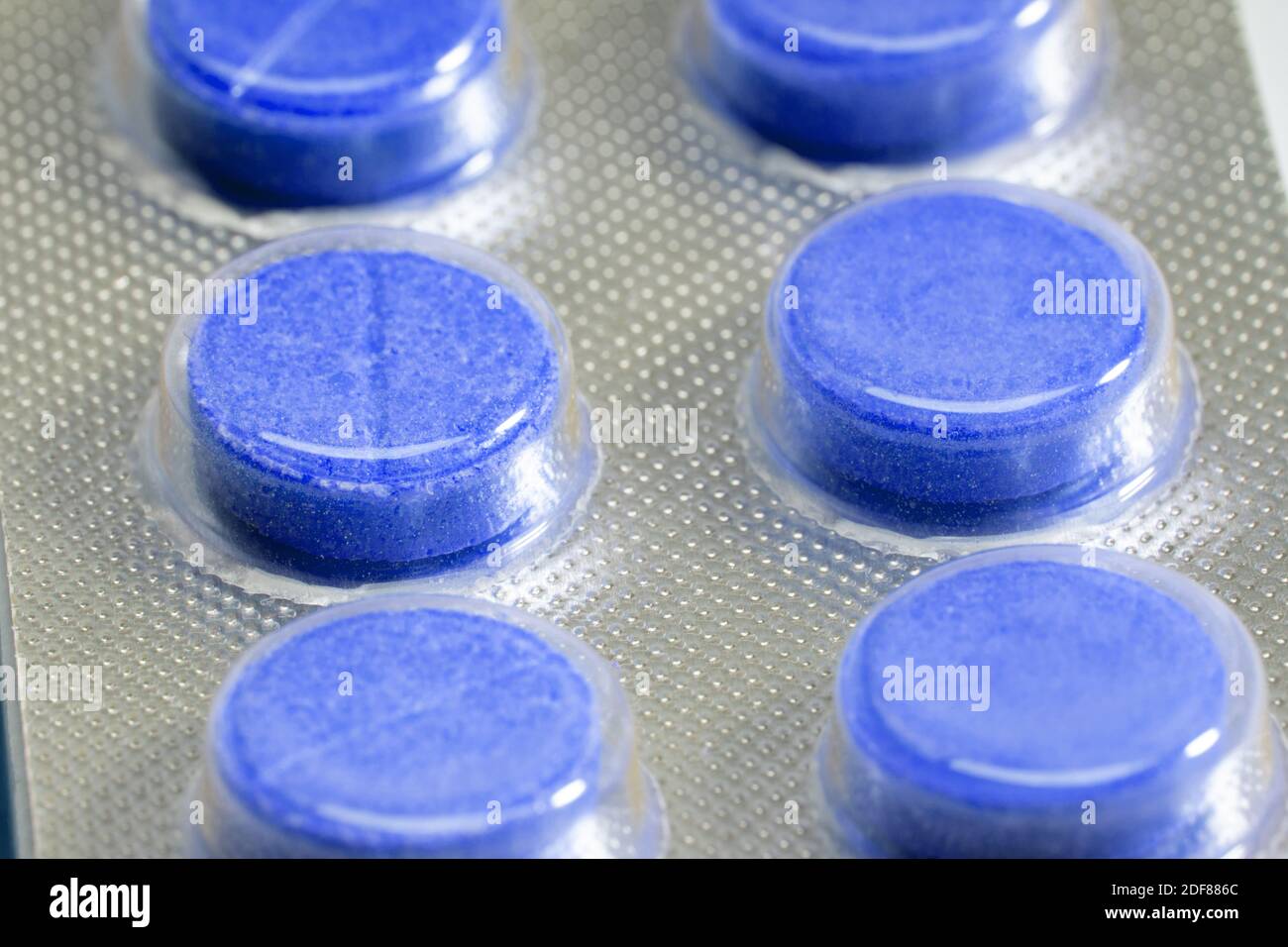 blue tablets in a close-up blister Stock Photo - Alamy