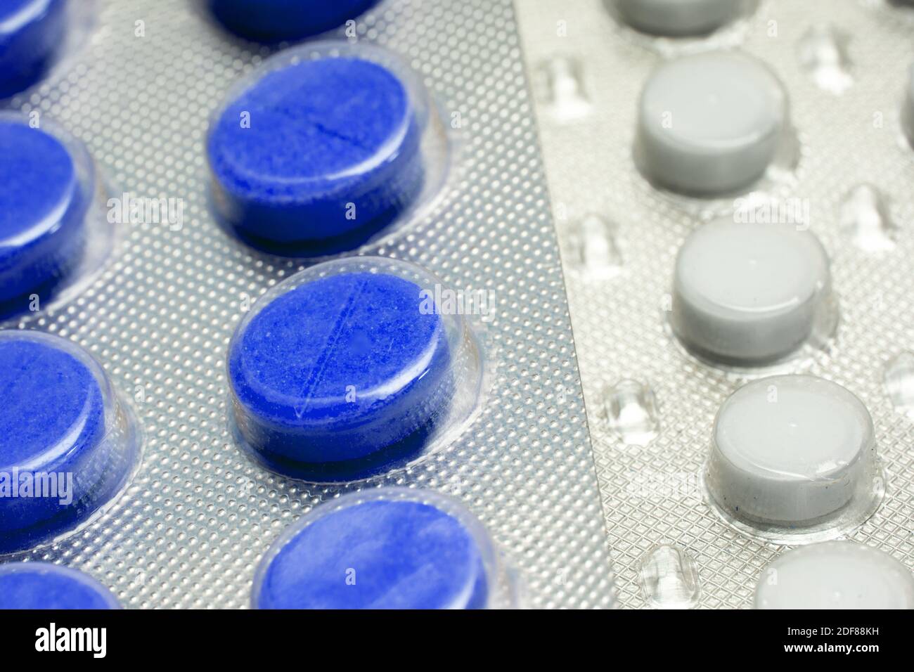 blue tablets in a close-up blister Stock Photo - Alamy