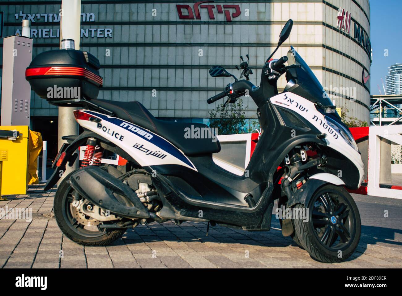 Tel Aviv Israel December 02, 2020 View of an Israeli police scooter ...
