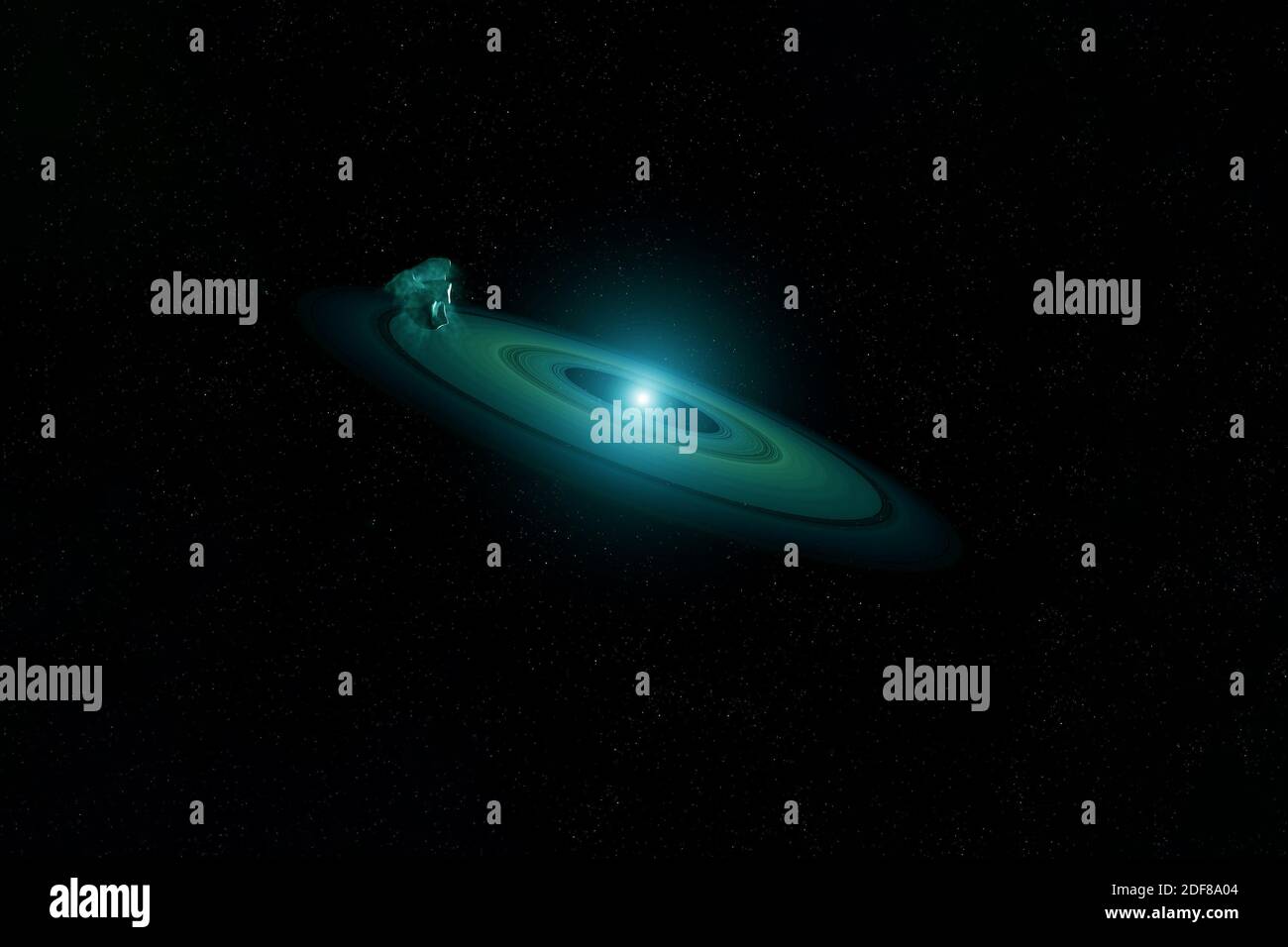 Green galaxy in deep space. Elements of this image were furnished by ...