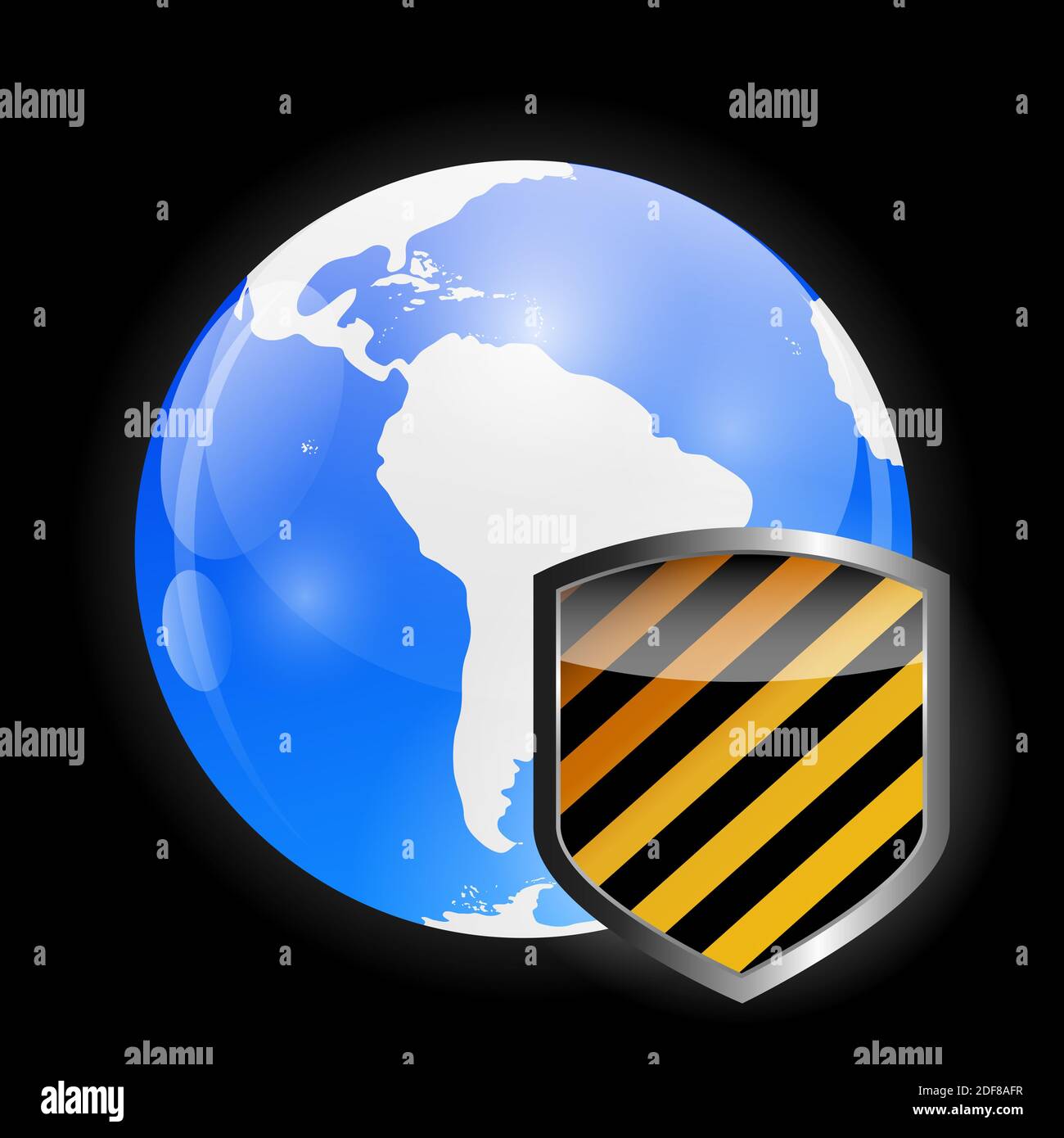 Globe Icon with Protection Shield illustration Stock Photo - Alamy