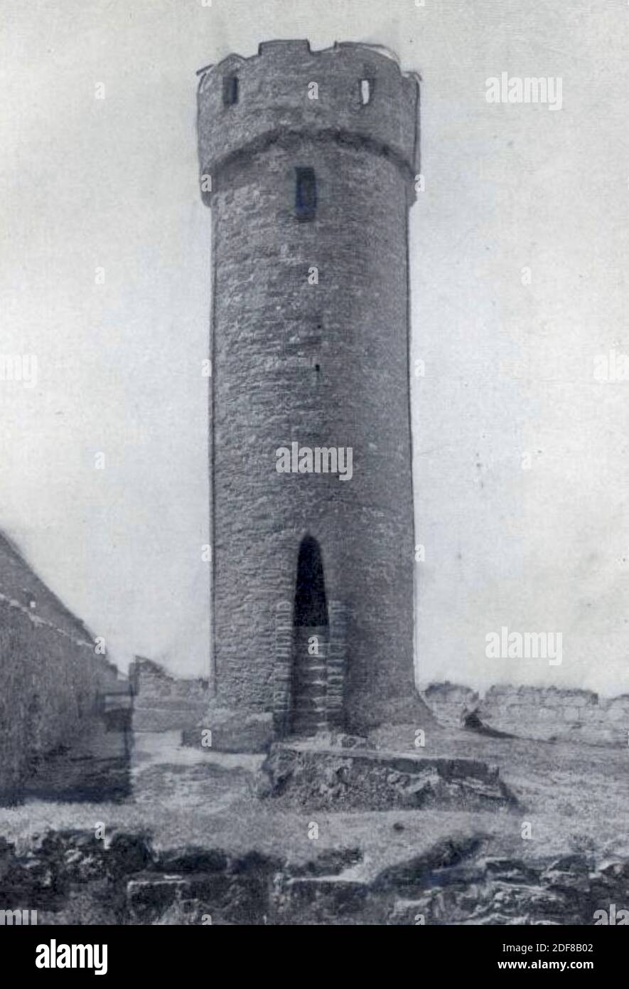Early photograph of the Saxon Tower on the Isle of Man Stock Photo - Alamy