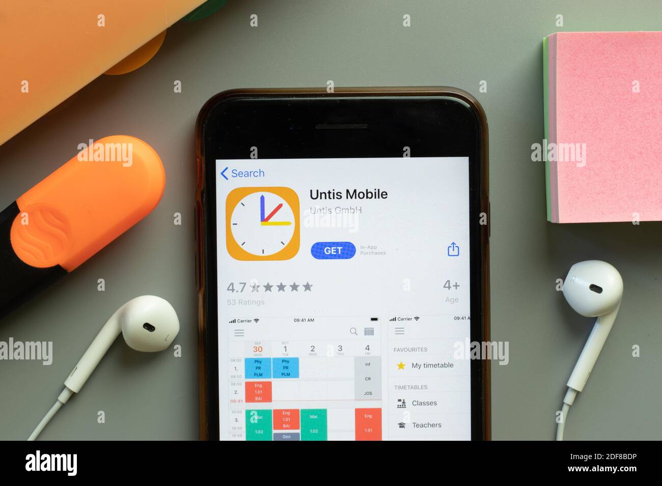 New York, USA - 1 December 2020: Untis mobile app icon on phone screen ...