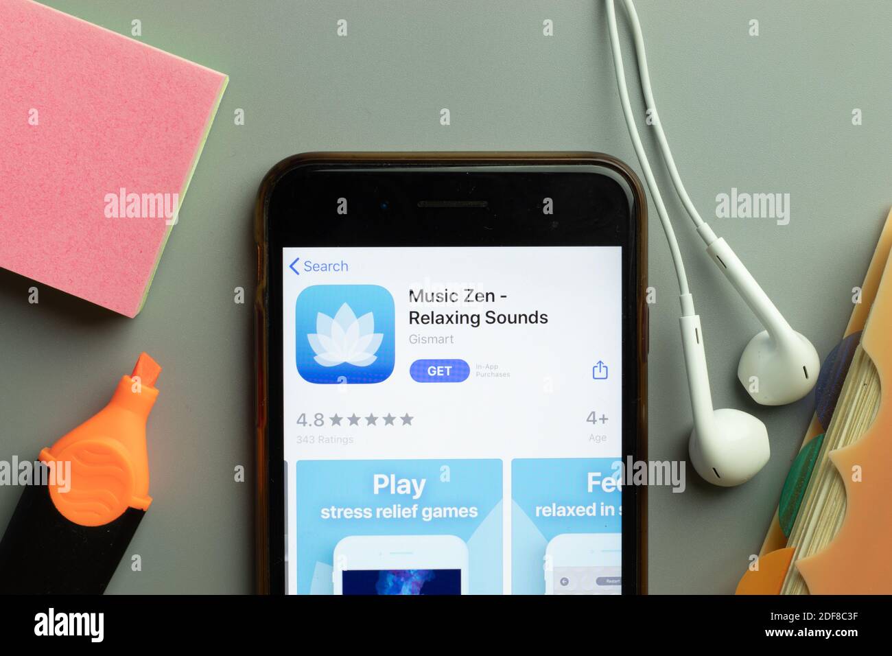 New York, USA - 1 December 2020: Music Zen mobile app icon on phone ...