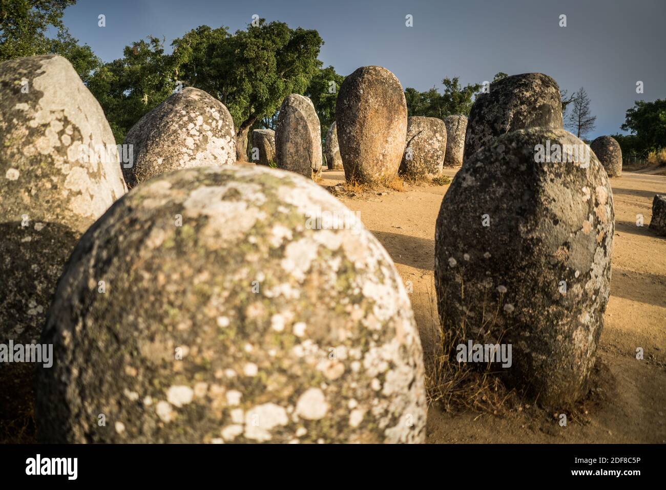 General view of the Almendres Cromlech, Evora, Portugal, Europe Stock ...