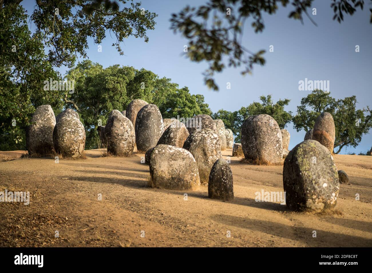 General view of the Almendres Cromlech, Evora, Portugal, Europe Stock ...