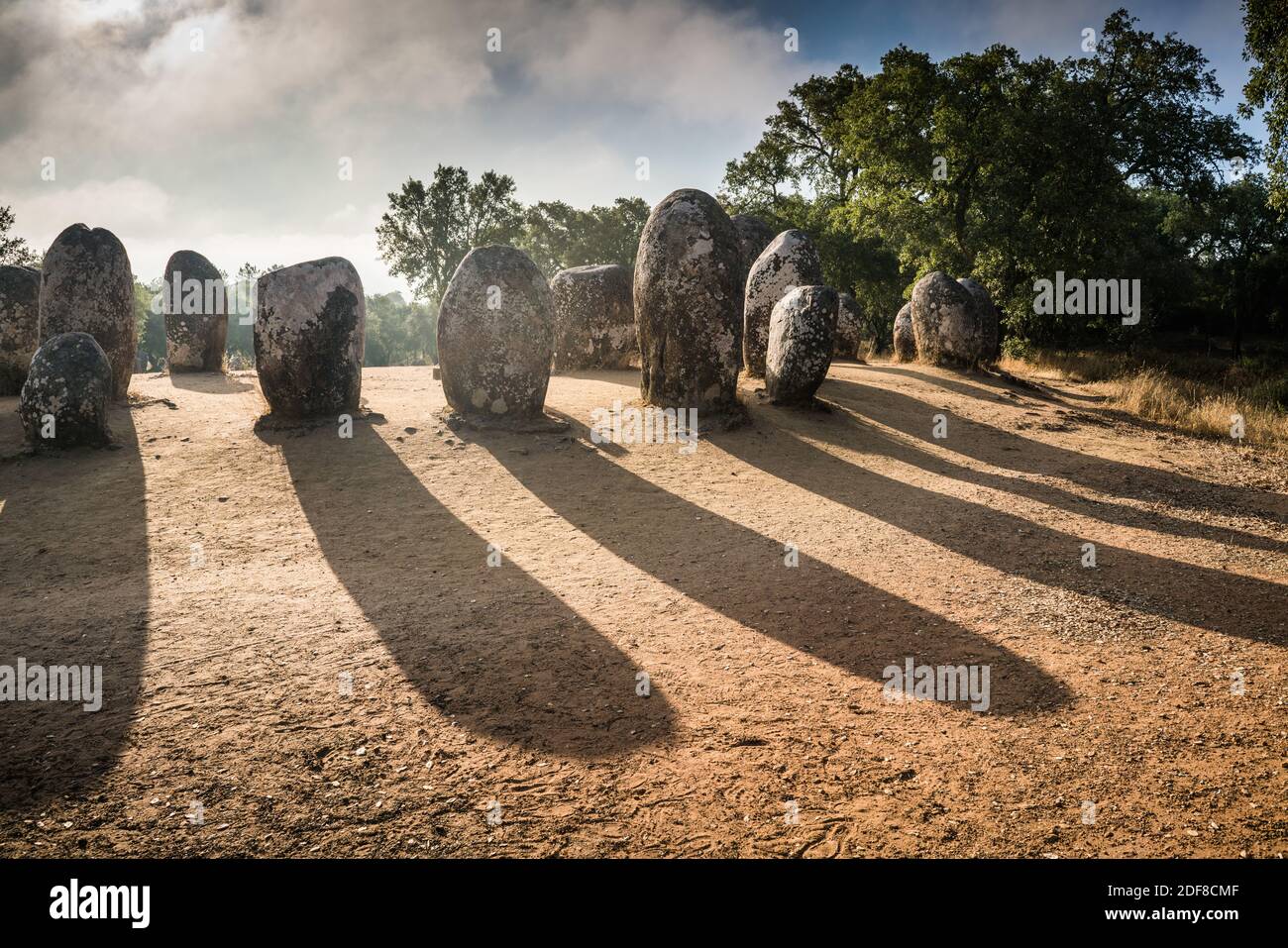 General view of the Almendres Cromlech, Evora, Portugal, Europe Stock ...