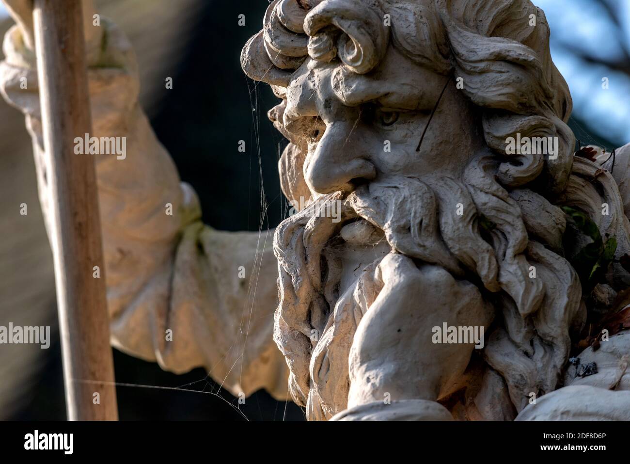 Chichester, December 1st 2020: Statue of a druid in Priory Park ...