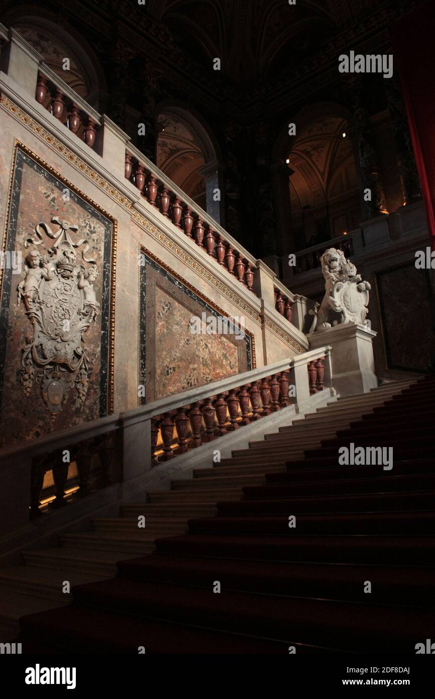 detail of the historic staircase in the Vienna Museum of Art History ...