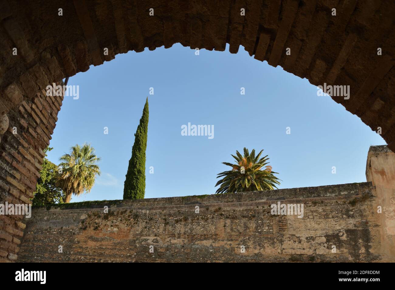 Fortifications and Trees inside the Alhambra in Granada, Spain Stock ...