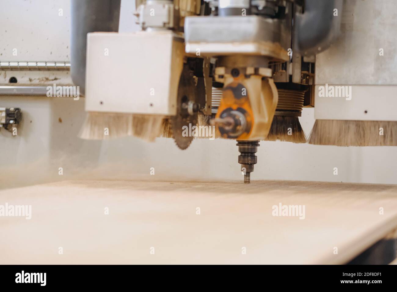 A closeup shot of chipboard milling machine Stock Photo - Alamy